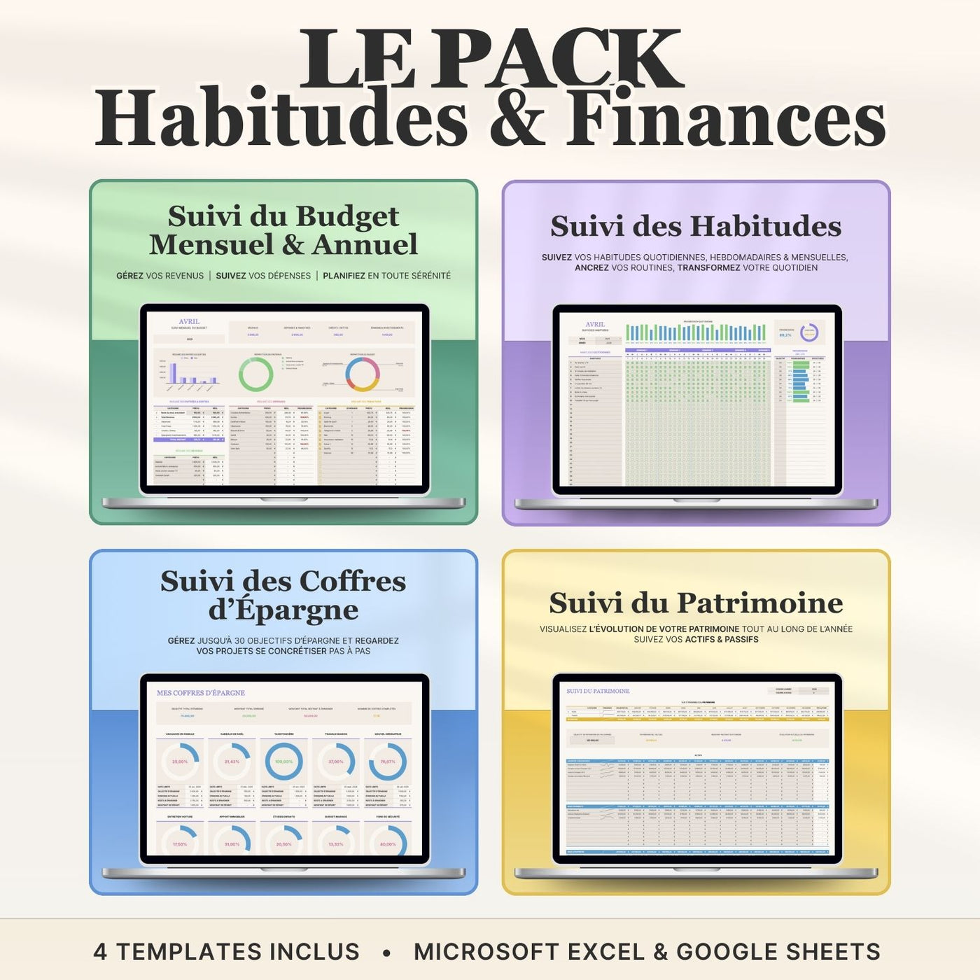 FocusDaily | Templates Budget & Habitudes sur Excel & Google Sheets